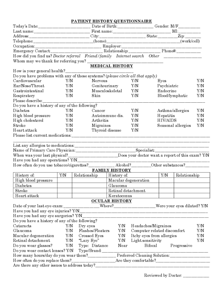 Fillable Online INITIAL QUESTIONNAIRE FORM - UCSF Health Fax Email ...