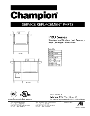 Fillable Online Champion 44 PRO PRO Series High Temp Rack Conveyor ...
