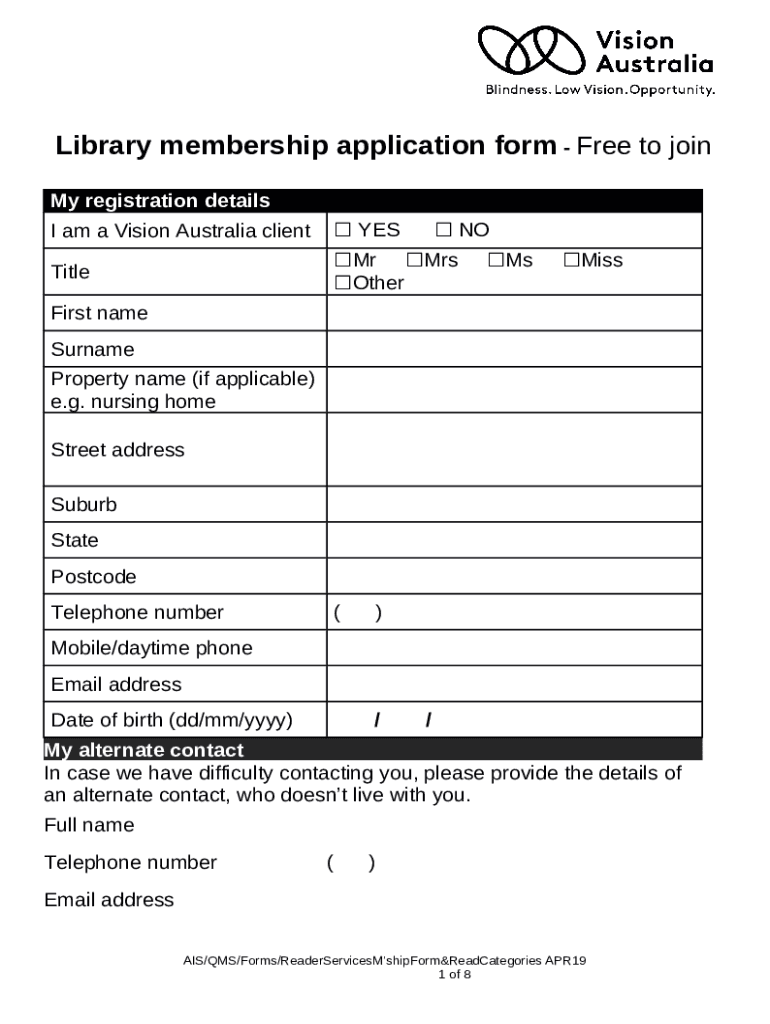 RS 24 3 Library membership application and ... - Vision Australia Doc ...