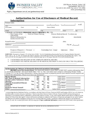 Authorization for Use of Disclosure of Medical Record Ination Doc ...
