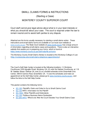 Fillable Online SMALL CLAIMS FORMS & INSTRUCTIONS (Starting a Case ...