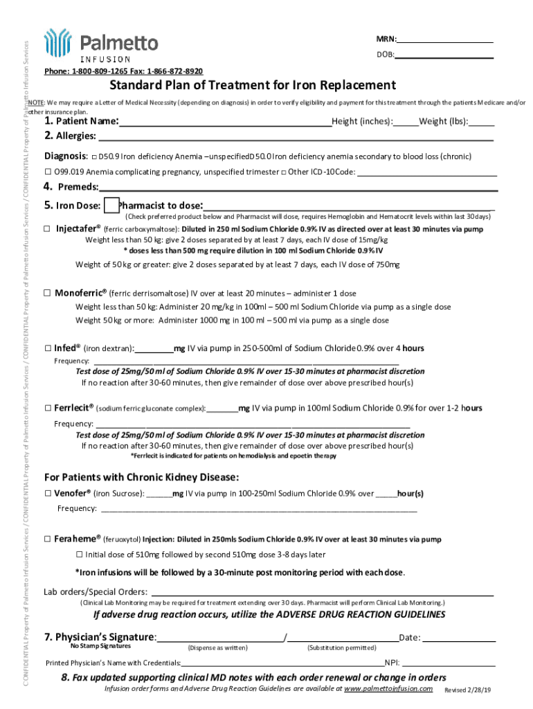 Fillable Online Standard Plan of Treatment for Magnesium - Palmetto ...
