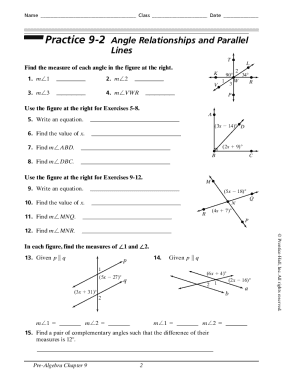 Fillable Online Angles and parallel lines (Pre-Algebra, Introducing ...