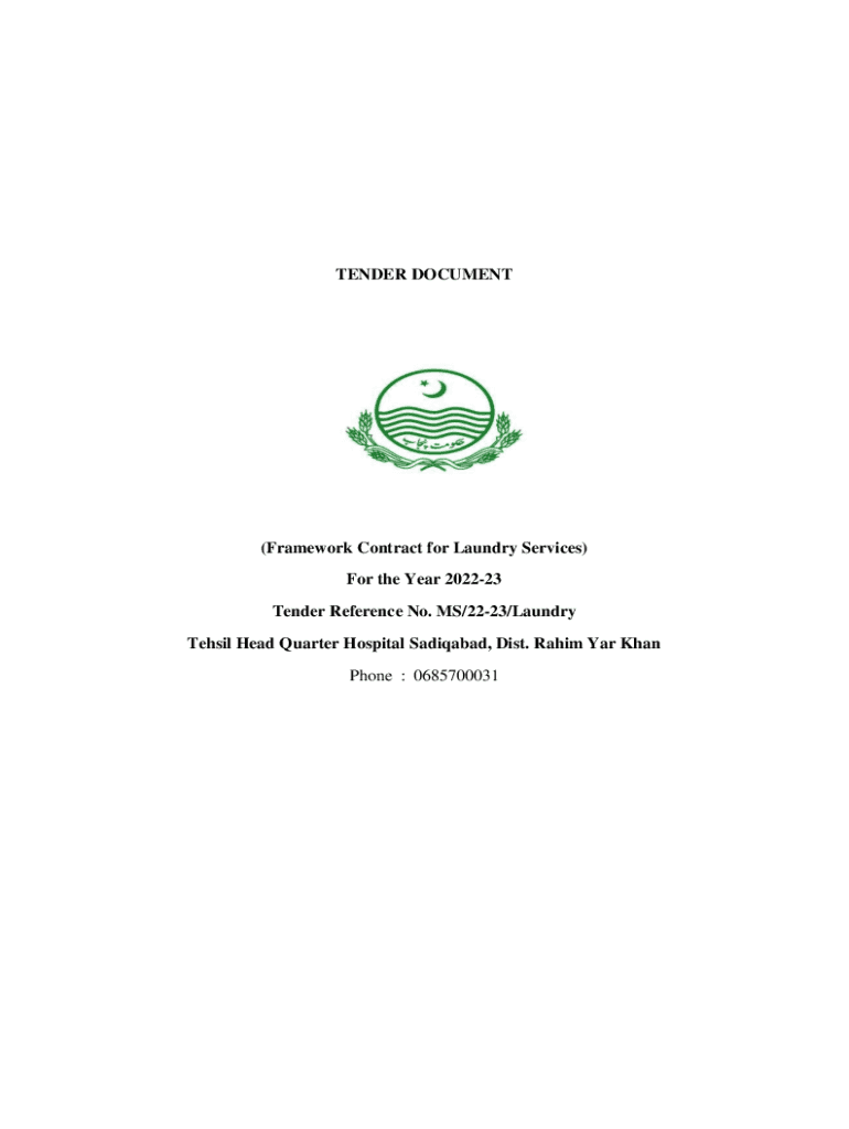 Fillable Online Tender Document (Framework Contract for Laundry Services ... Fax Email Print ...