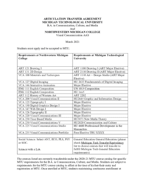 Fillable Online Visual Communications Articulation Agreement between ...