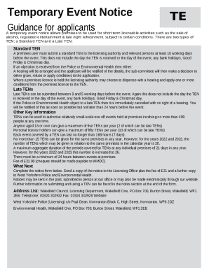 Temporary Event Notice Application Doc Template | pdfFiller