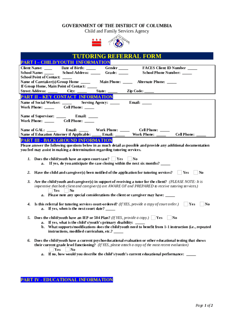 TVCC Family and Community Referral - cfsa dc Doc Template | pdfFiller