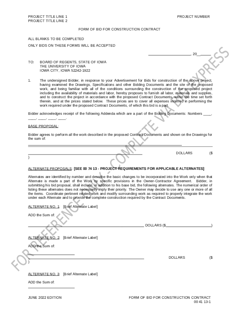 OF BID - UI Health Care Doc Template | pdfFiller