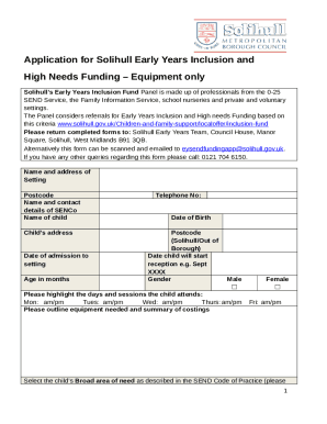 Inclusion Fund Specialist Equipment application Doc Template | pdfFiller