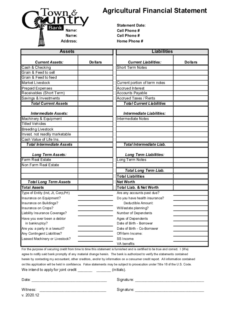 Fillable Online Agricultural financial statement: Fill out & sign ... Fillable Online Agricultural financial statement: Fill out & sign ...
