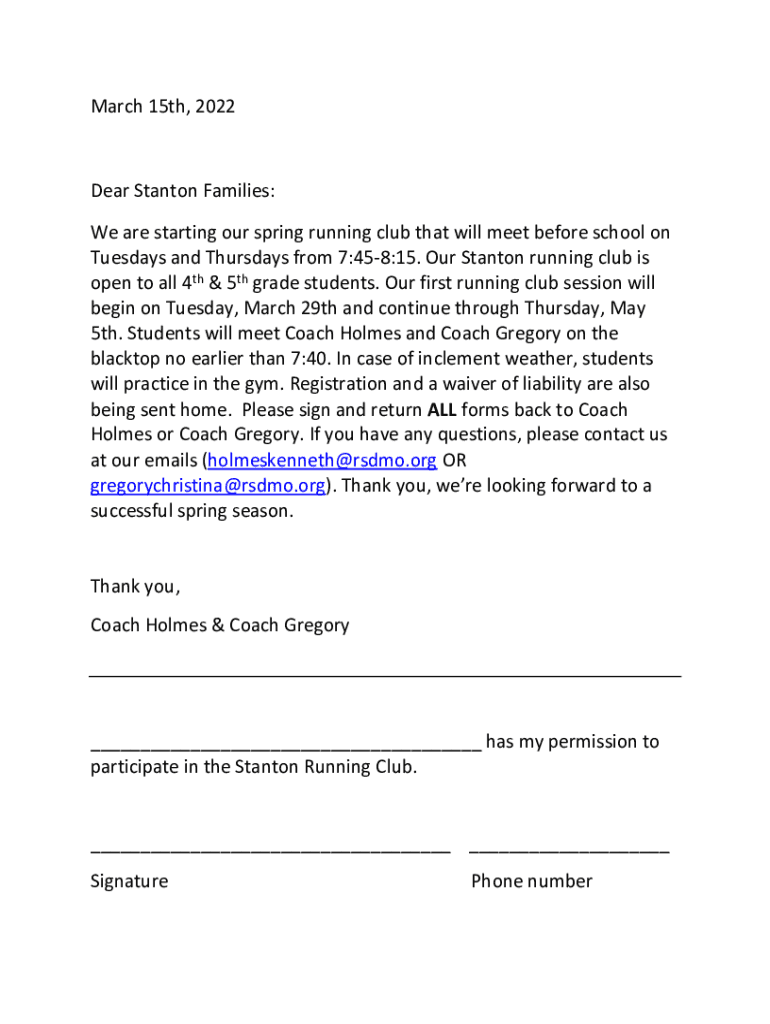 Fillable Online Fun Run Information Sheet - Stanton Community Schools ...