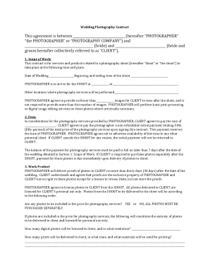 Fillable Online Wedding Photography Contract and Agreement Form ...