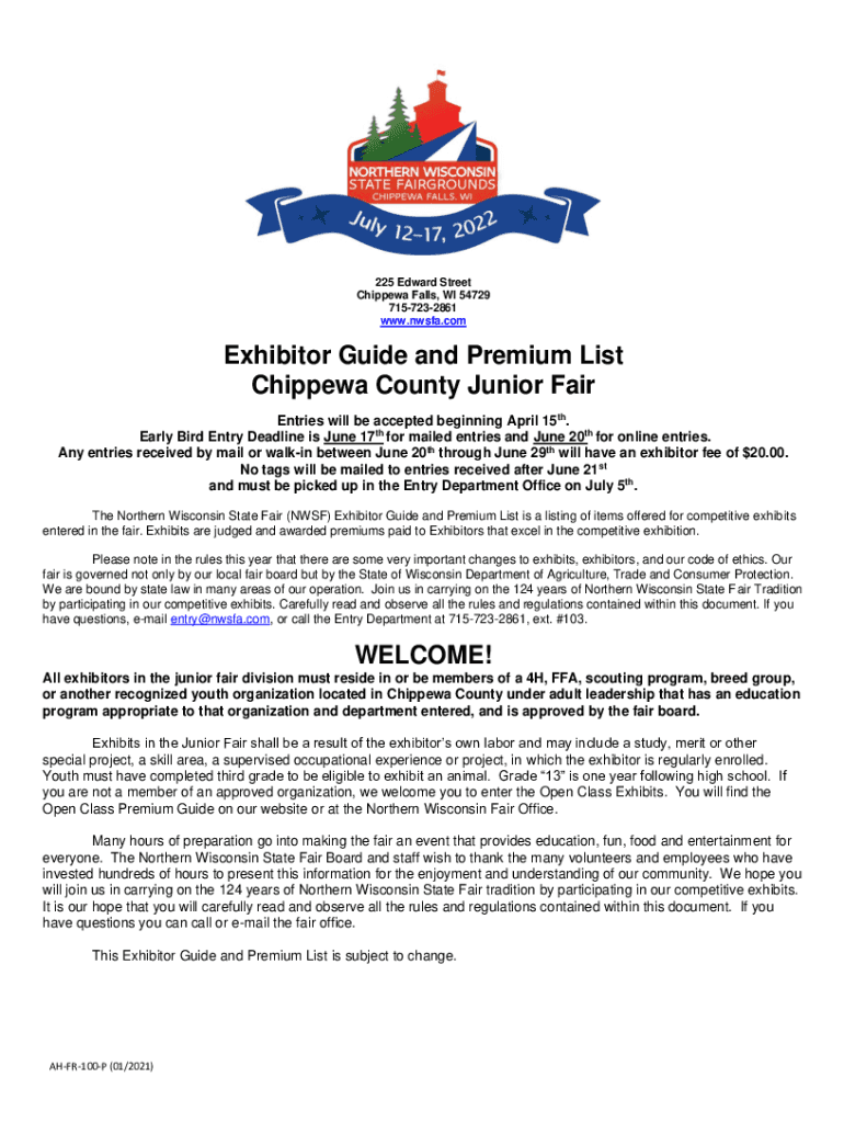 Fillable Online Chippewa Falls - Northern Wisconsin State Fair ...