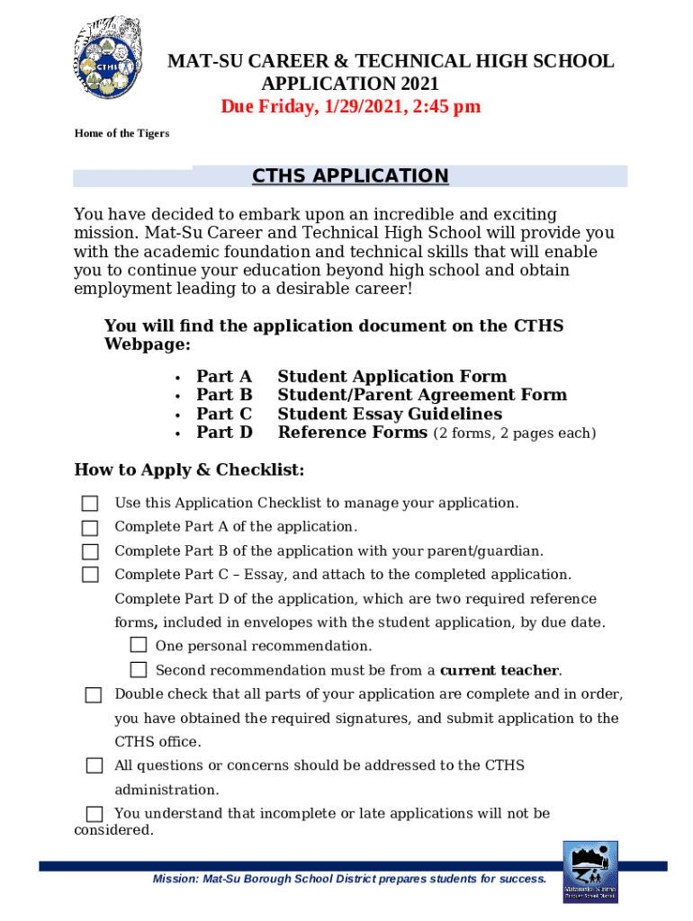 Mat-Su Career & Tech Ed High School Profile Doc Template | pdfFiller