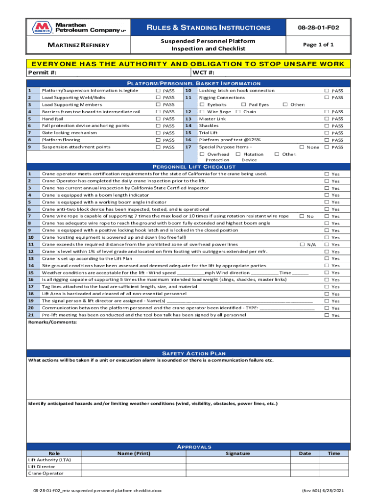 Fillable Online Inspection and Checklist Fax Email Print - pdfFiller