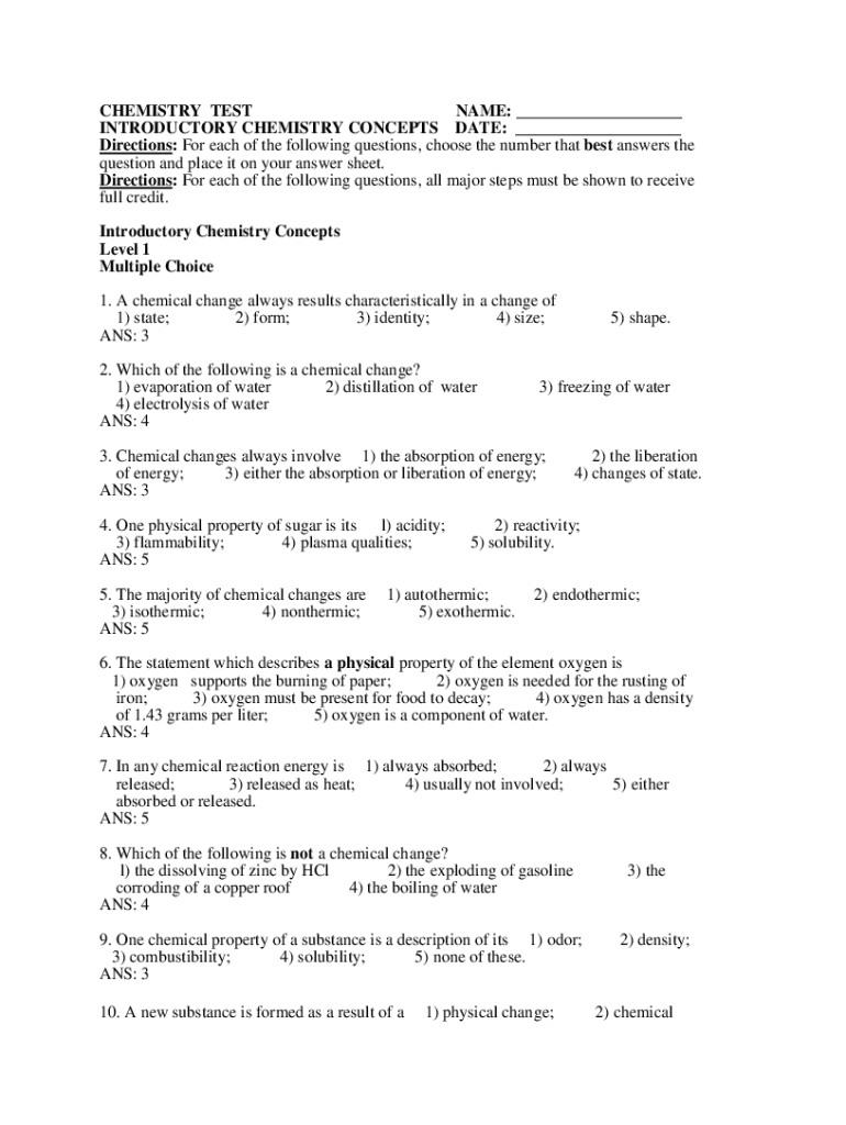 Fillable Online Chemistry matter and change chapter 4 assessment answer ...