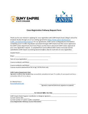 Fillable Online Cross Registation Pathway Request Form Canton draft (1) Fax Email Print - pdfFiller