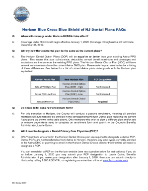 Fillable Online bcnj co burlington nj Horizon Blue Cross Blue Shield of ...