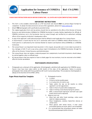 Fillable Online Application for Issuance of COMESA Laissez Passer Ref ...