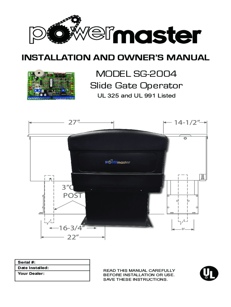Fillable Online INSTALLATION AND OWNERS MANUAL Fax Email Print - pdfFiller