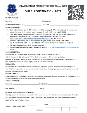 Fillable Online MAFC Girl Registration Form 2022.docx Fax Email Print - pdfFiller