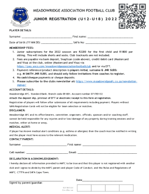 Fillable Online MAFC Junior Registration Form 2022.doc Fax Email Print ...