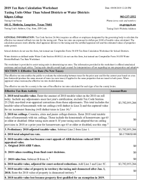 Fillable Online 2020 Tax Rate Calculation Worksheet Taxing Unit Fax ...