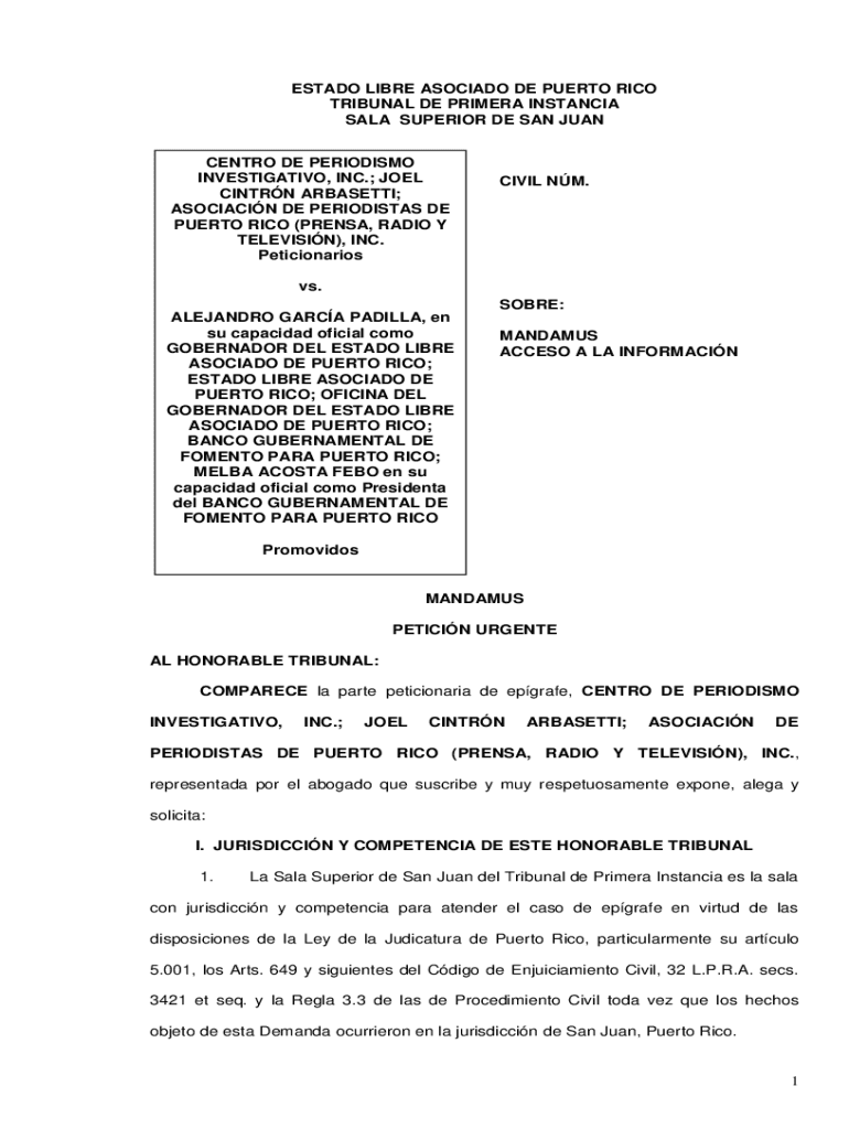Completable En línea estado libre asociado de puerto rico tribunal de ...