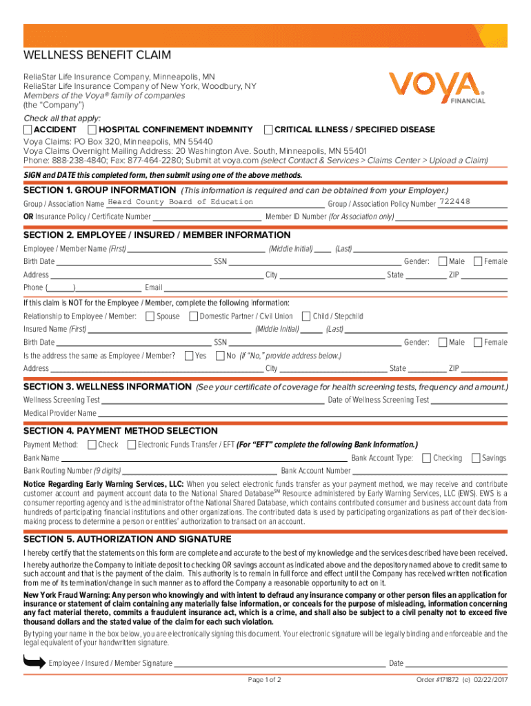 Fillable Online Wellness Benefit Claim Fax Email Print - pdfFiller