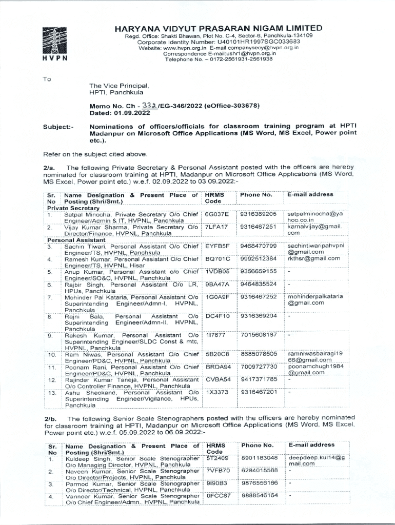 Fillable Online UTTAR HARYANA BIJLI VITRAN NIGAM LIMITED - (A Power ...