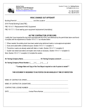 Fillable Online HVAC Change Out Affidavit Fax Email Print - pdfFiller