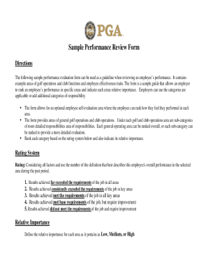 Fillable Online Sample Performance Review Form - PGA.org Fax Email ...