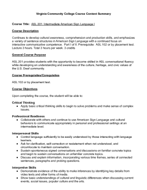 Fillable Online ASL 201 Intermediate American Sign Language I.docx Fax ...