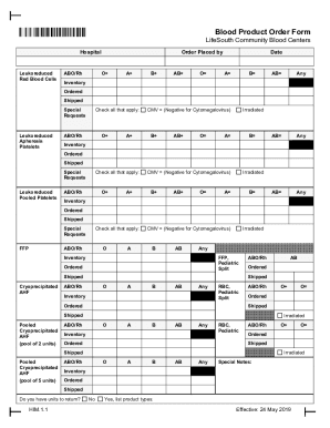 Fillable Online Blood Product Order Form Fax Email Print - pdfFiller
