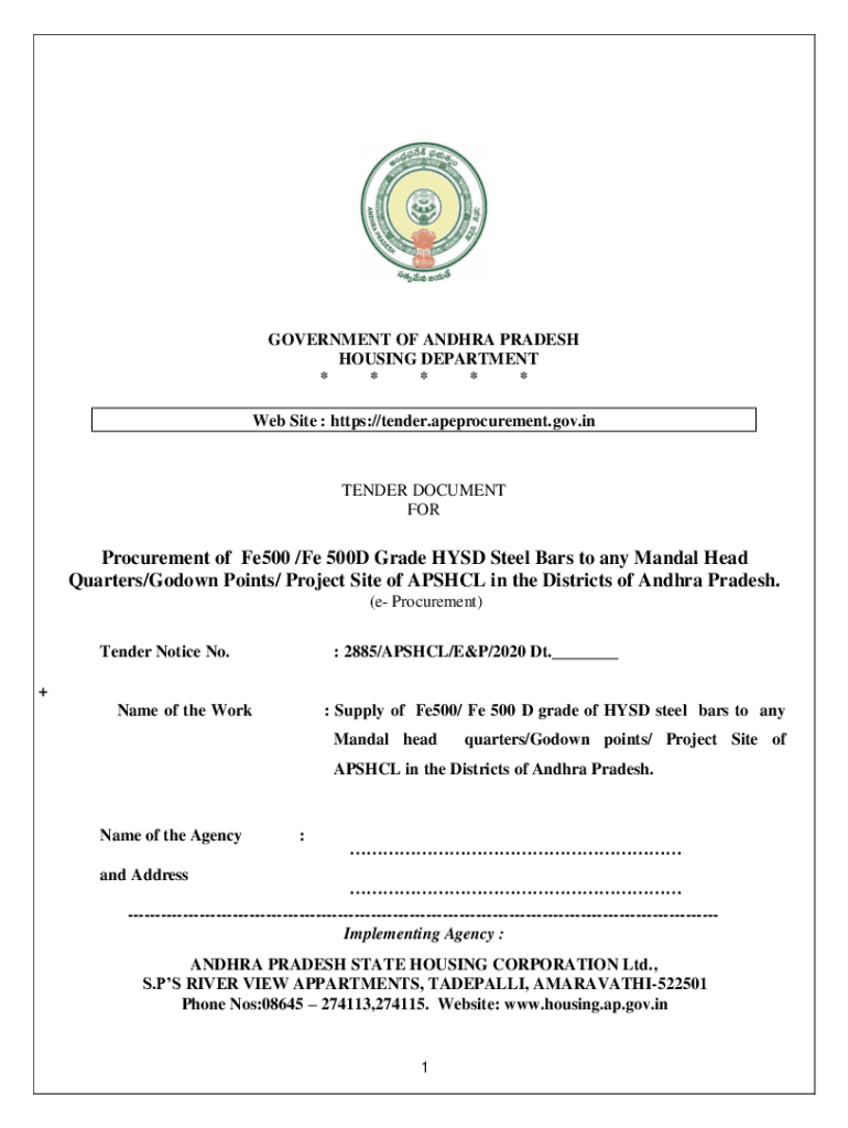 Fillable Online Procurement of Fe500 /Fe 500D Grade HYSD Steel Bars to ...