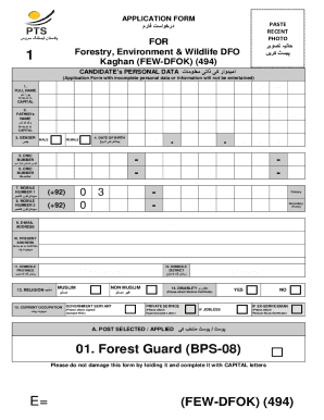 Fillable Online Application Form - 01. Police Constable (BPS-05) - PTS ...