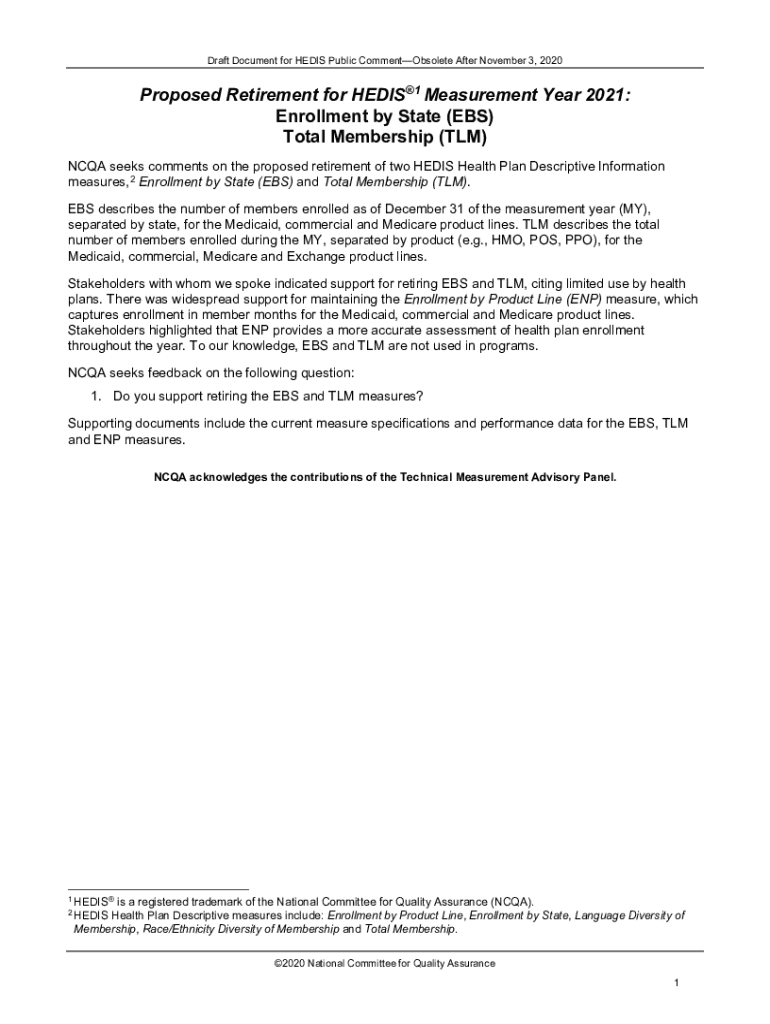 Fillable Online Enrollment by State (EBS) Total Membership (TLM) - NCQA ...