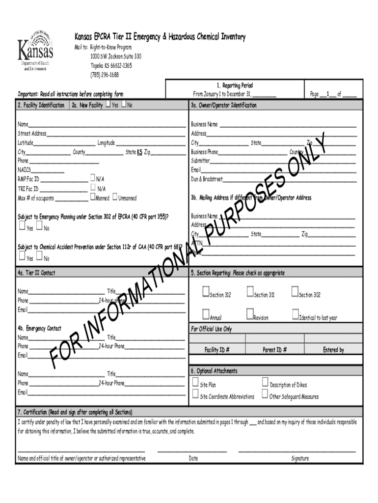 Fillable Online Tier II Reporting Form PDFKDHE Fax Email Print - pdfFiller