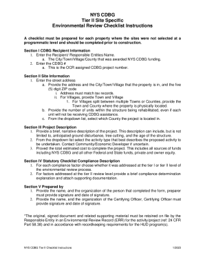 Fillable Online NYS CDBG Tier II Site Specific Environmental Review ...