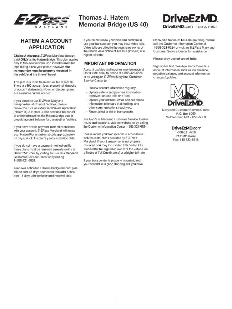 Fillable Online HATEM A ACCOUNT APPLICATION - DriveEzMD.com Fax Email ...