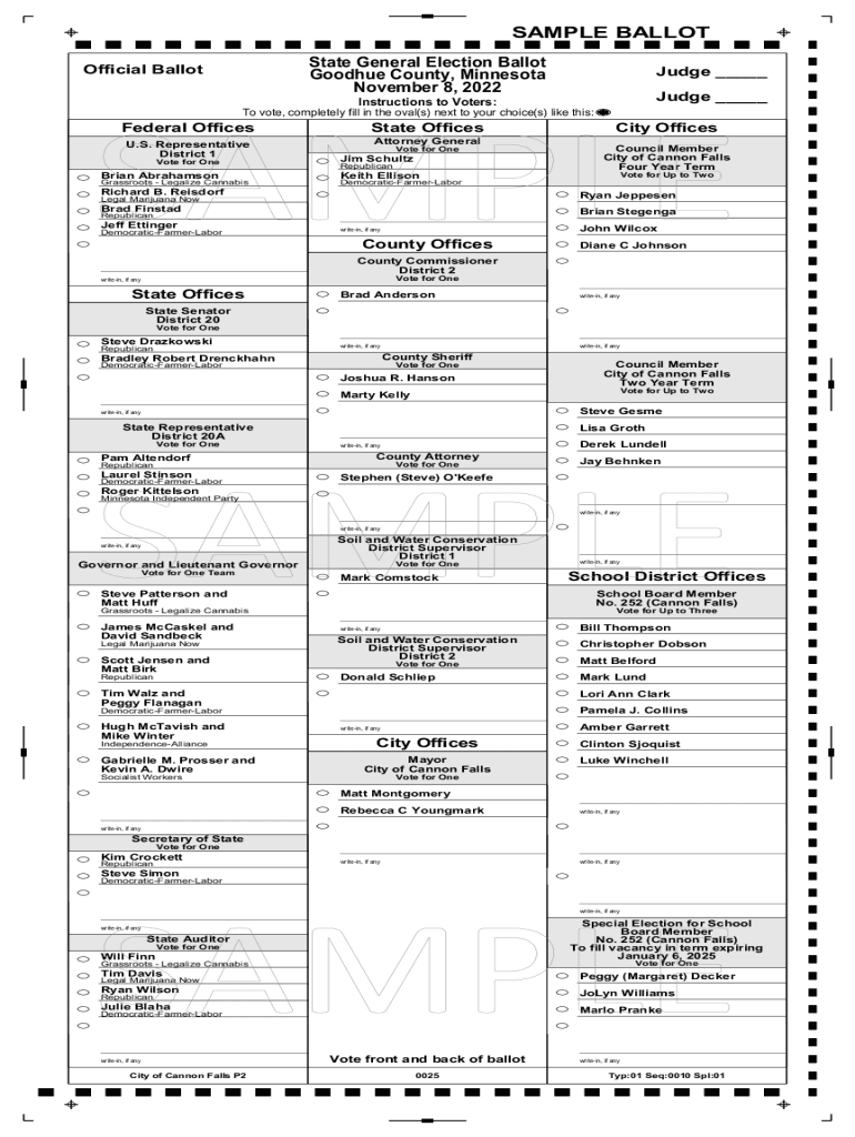 Fillable Online STATE GENERAL ELECTION BALLOT SAMPLE BALLOT Fax Email ...