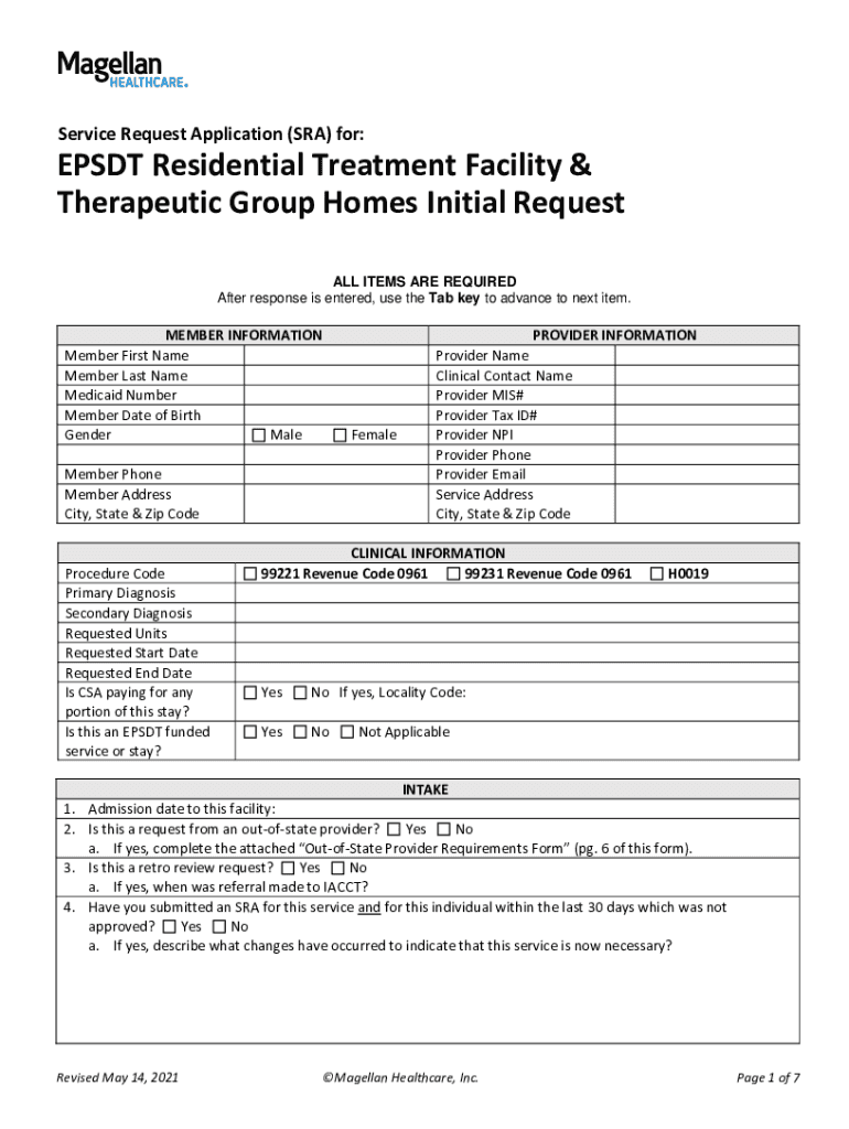 Fillable Online Service Request Application (SRA) for - Magellan Health ...