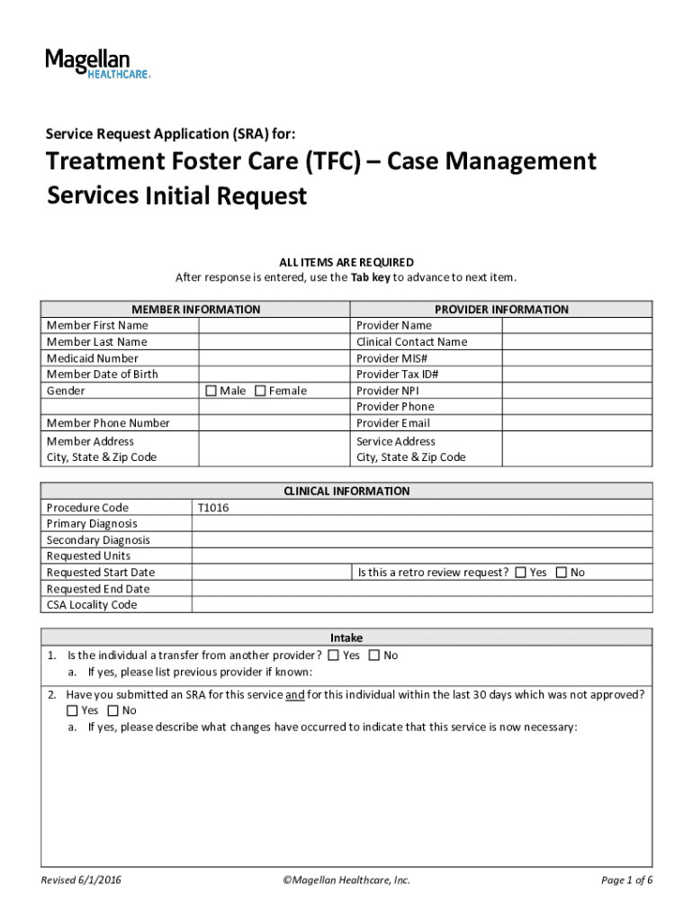 Fillable Online TFC Case Management Services Continued Stay Request Fax ...