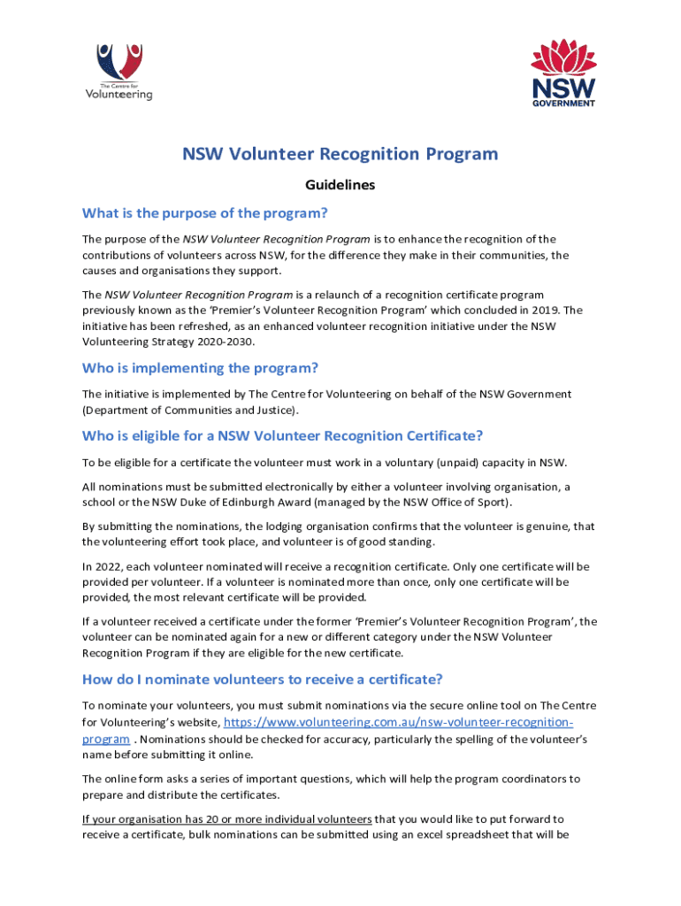 Fillable Online The complete guide to creating a volunteer recognition ...