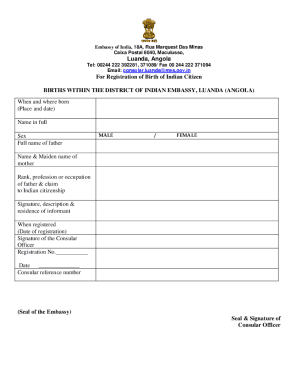 Fillable Online Registration Form - Embassy Of India, Luanda, Angola ...