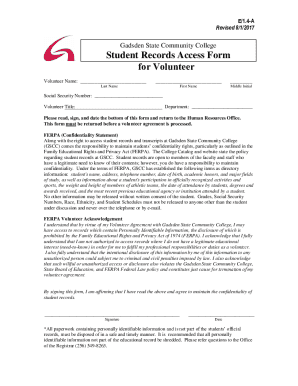 Fillable Online Student Records Access Form for Volunteer Fax Email ...