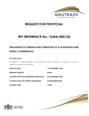 Fillable Online REQUEST FOR PROPOSAL RFP REFERENCE No.: GMA ... Fax ...