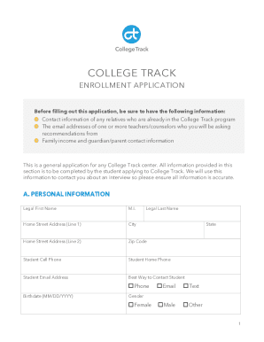 Fillable Online enrollment application - College Track Fax Email Print ...