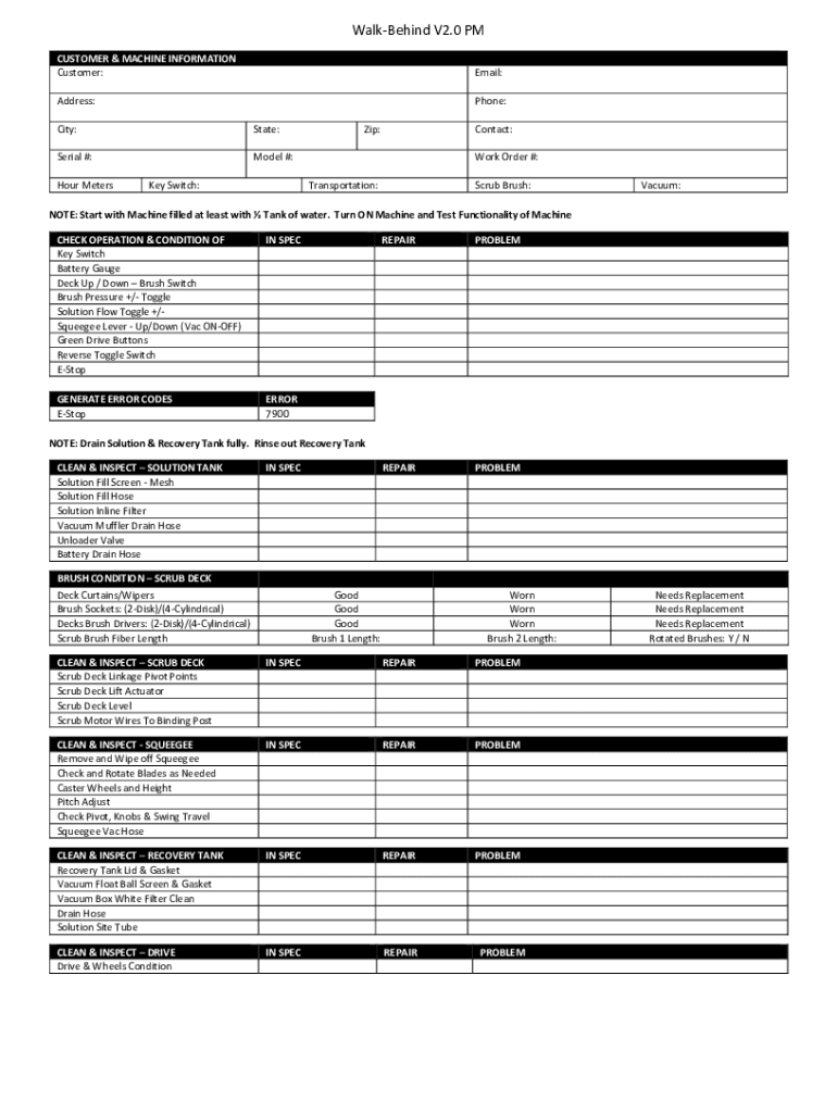 Fillable Online Walk Behind Auto Scrubber (Batteries) A-5B - Bio-Pro Fax Email Print - pdfFiller