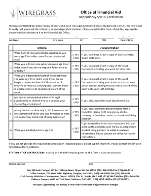 Fillable Online Dependency Status Verification. Dependency Status Verification Fax Email Print ...